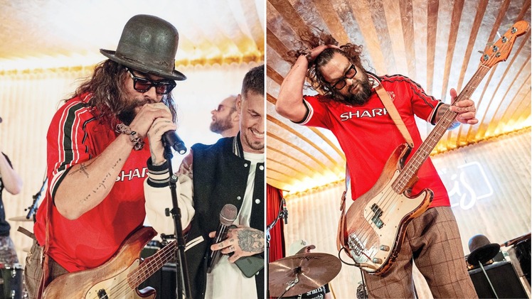 Jason Momoa Plays the Bass During Energetic Performance With His Rock ...